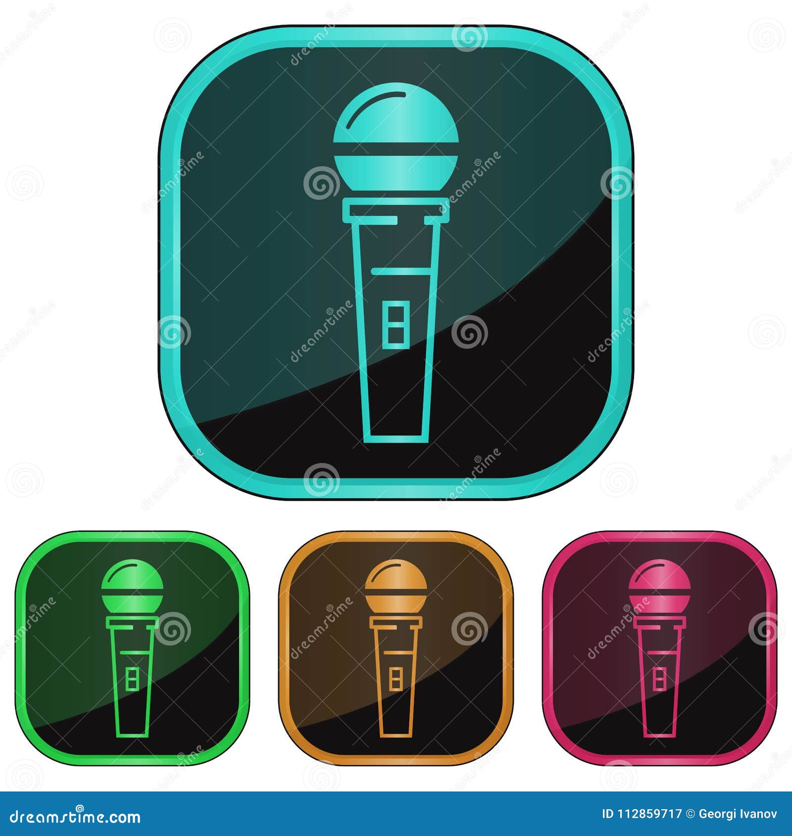 Square, Gradient Handheld Microphone Icon. Four Color Variations Stock ...