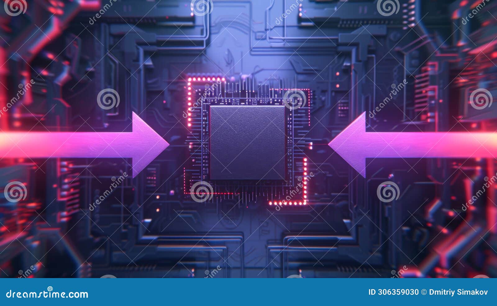 Square, Graphite Panel Surrounded To Two Matt Purple Directional Arrows ...