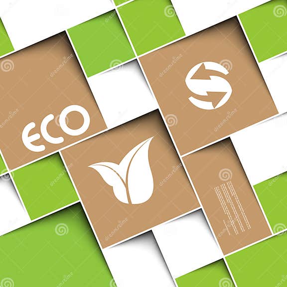 Square Green Background with Ecology Signs Stock Vector - Illustration ...