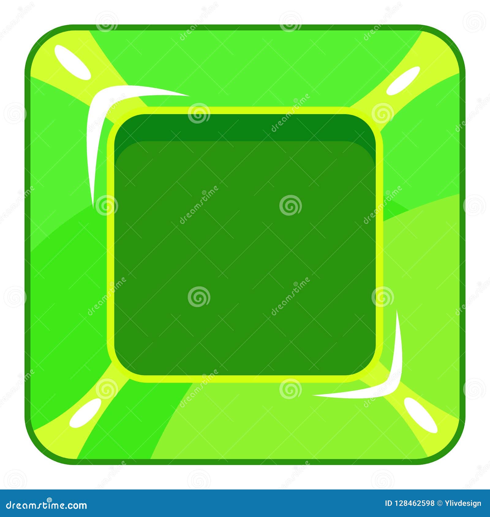 Square Green Button Icon, Cartoon Style Stock Illustration ...