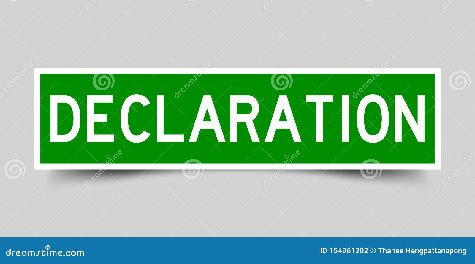 Square Green Sticker with Word Declaration on Gray Background Stock ...