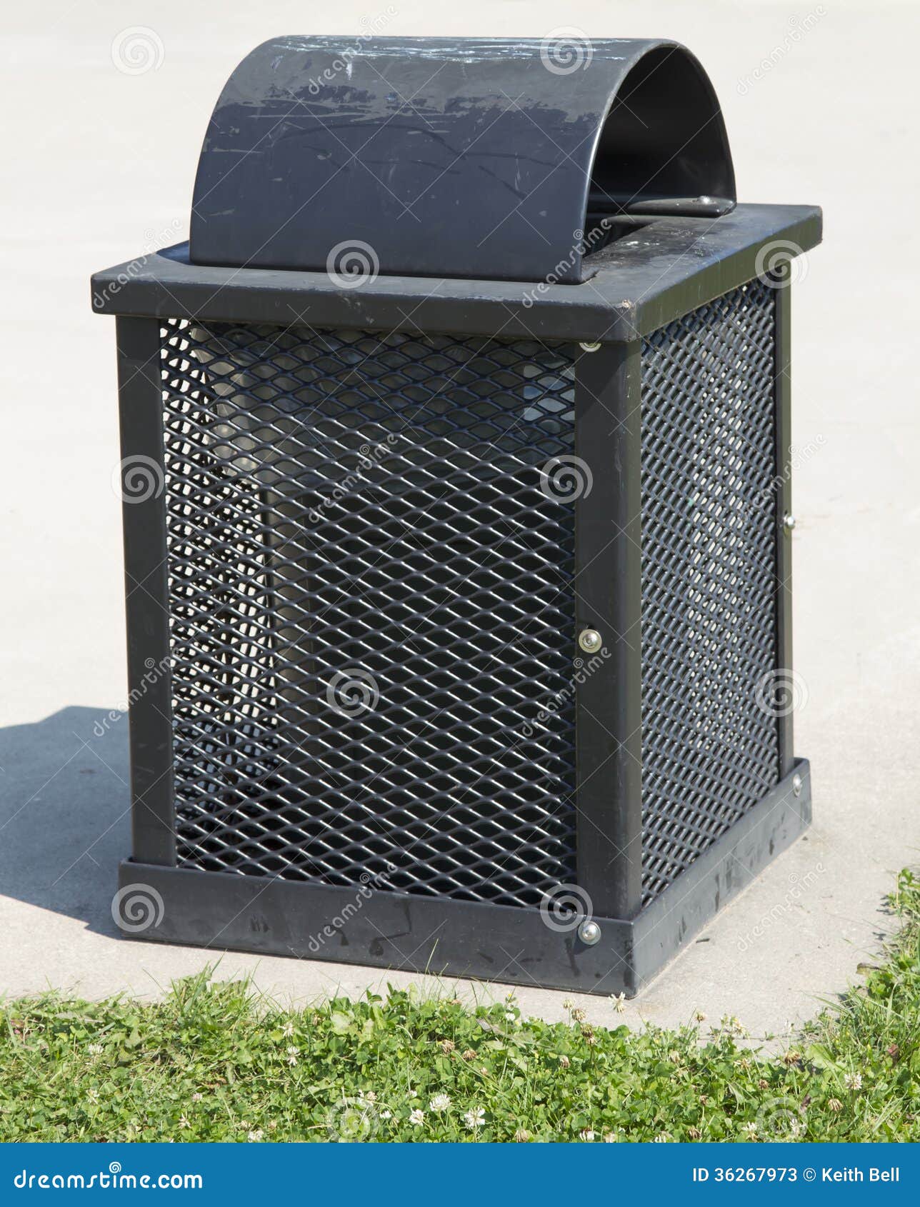 Square Green Garbage Can in a Park Stock Image - Image of garbage ...