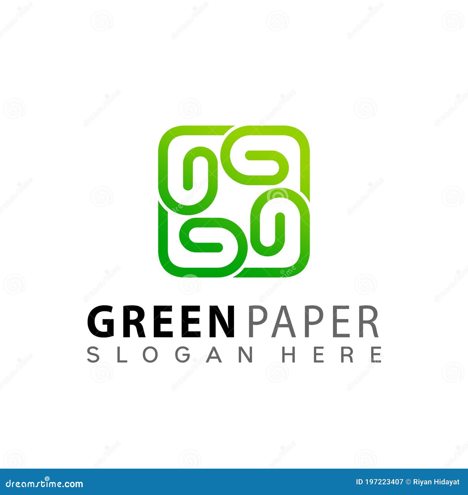 Square Green Paper Clip Logo Design Vector Illustration Template Stock ...