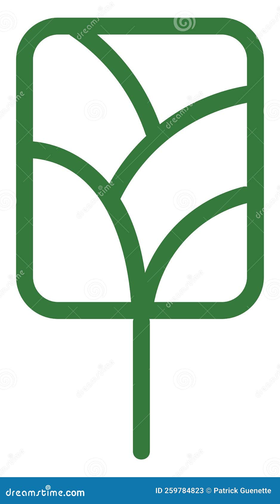 Square green tree, icon stock vector. Illustration of single - 259784823