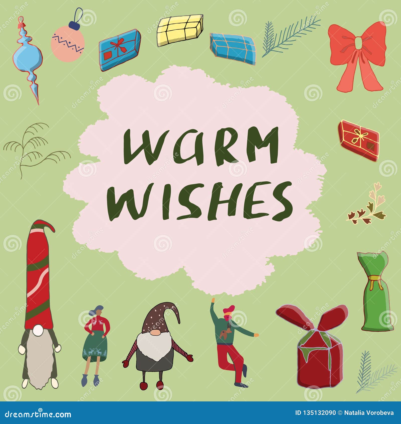 Festive Character Illustration with a Phrase Warm Wishes Stock ...