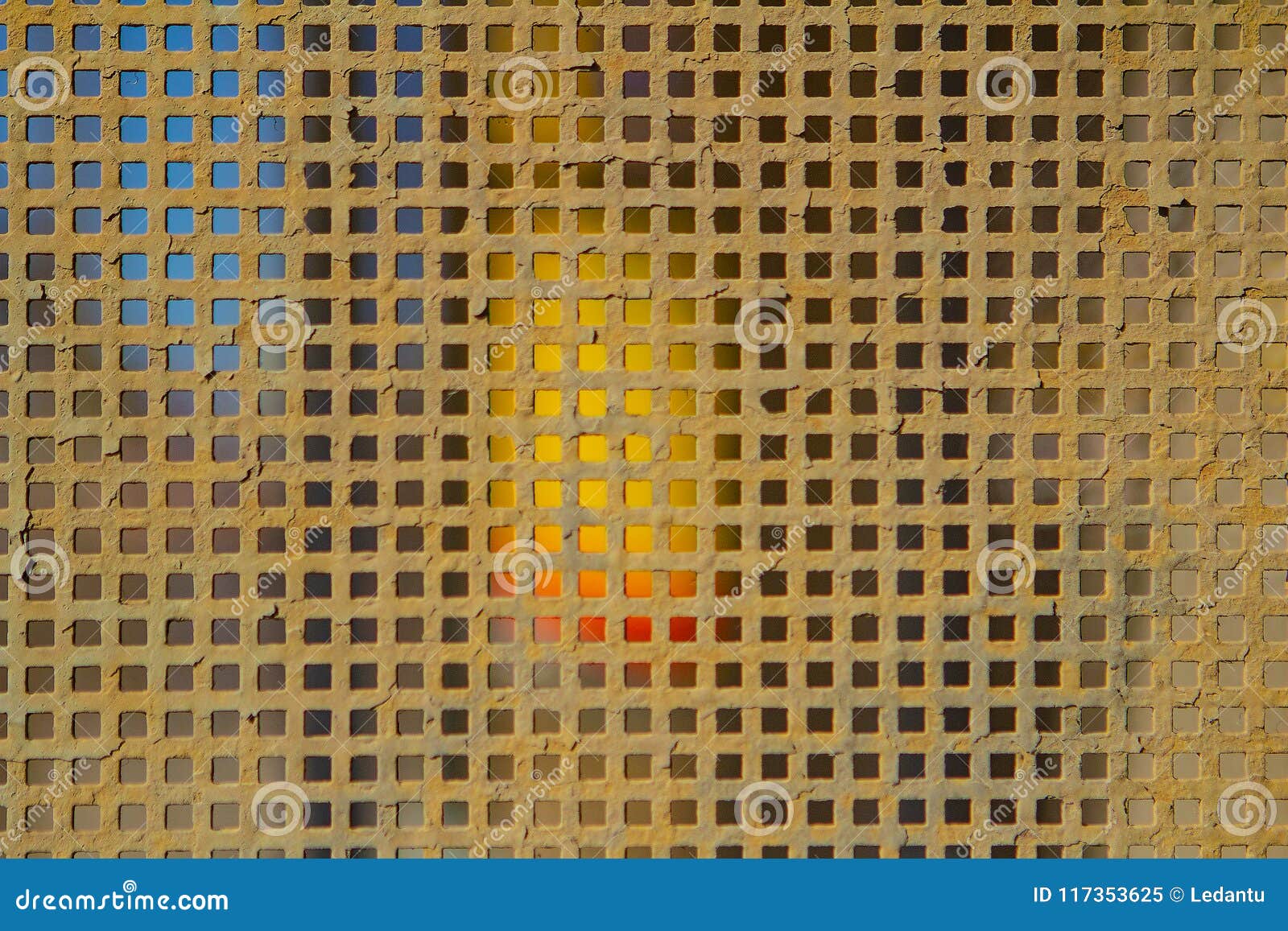 Square Grid Pattern Metal Iron Fence Stock Image - Image of future ...