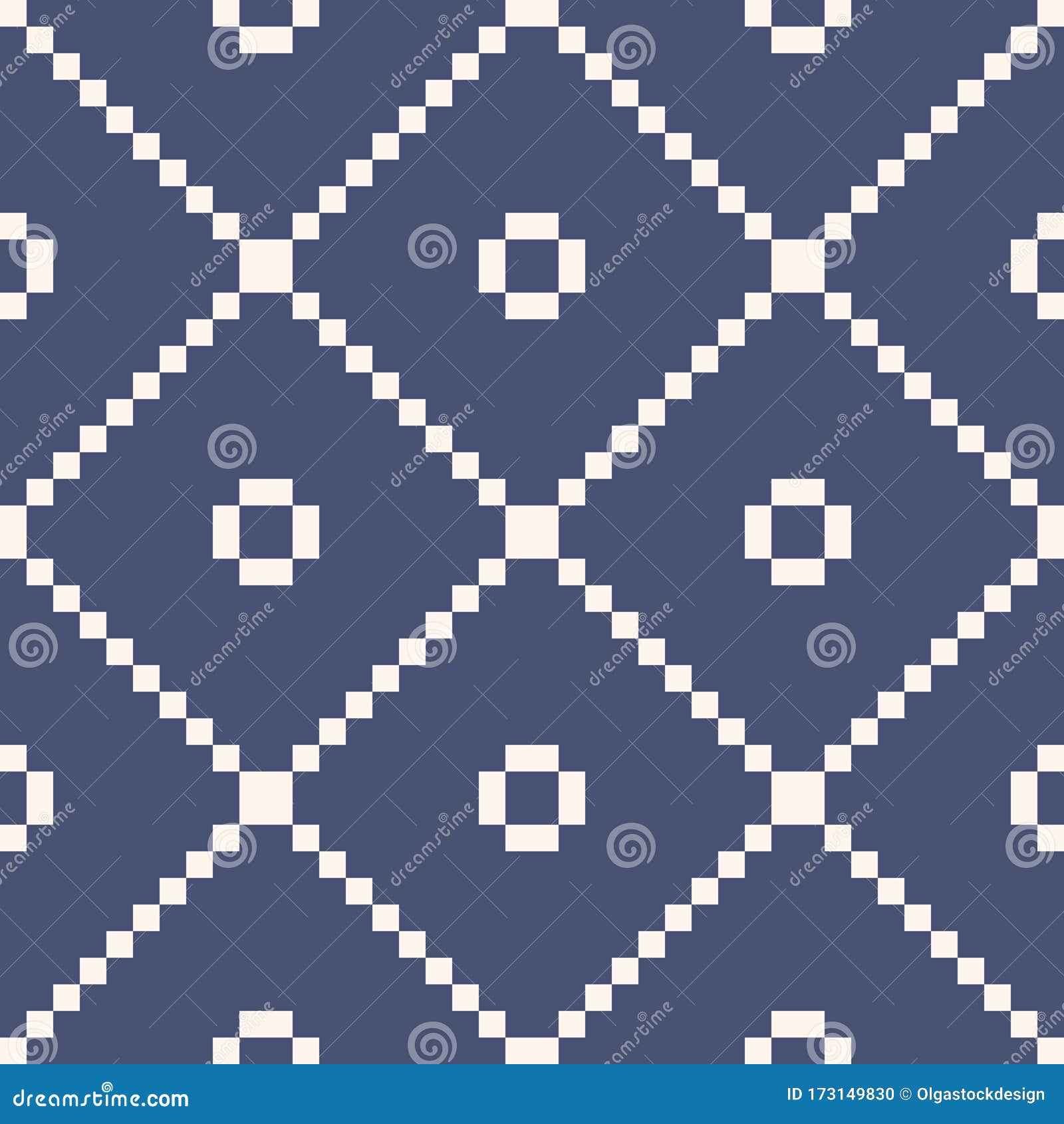 Square Grid Seamless Pattern. Simple Vector Blue and White Geometric ...