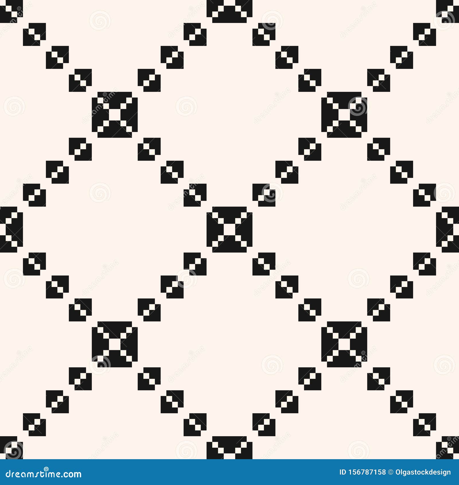 Square Grid Seamless Pattern. Vector Abstract Geometric Black and White ...