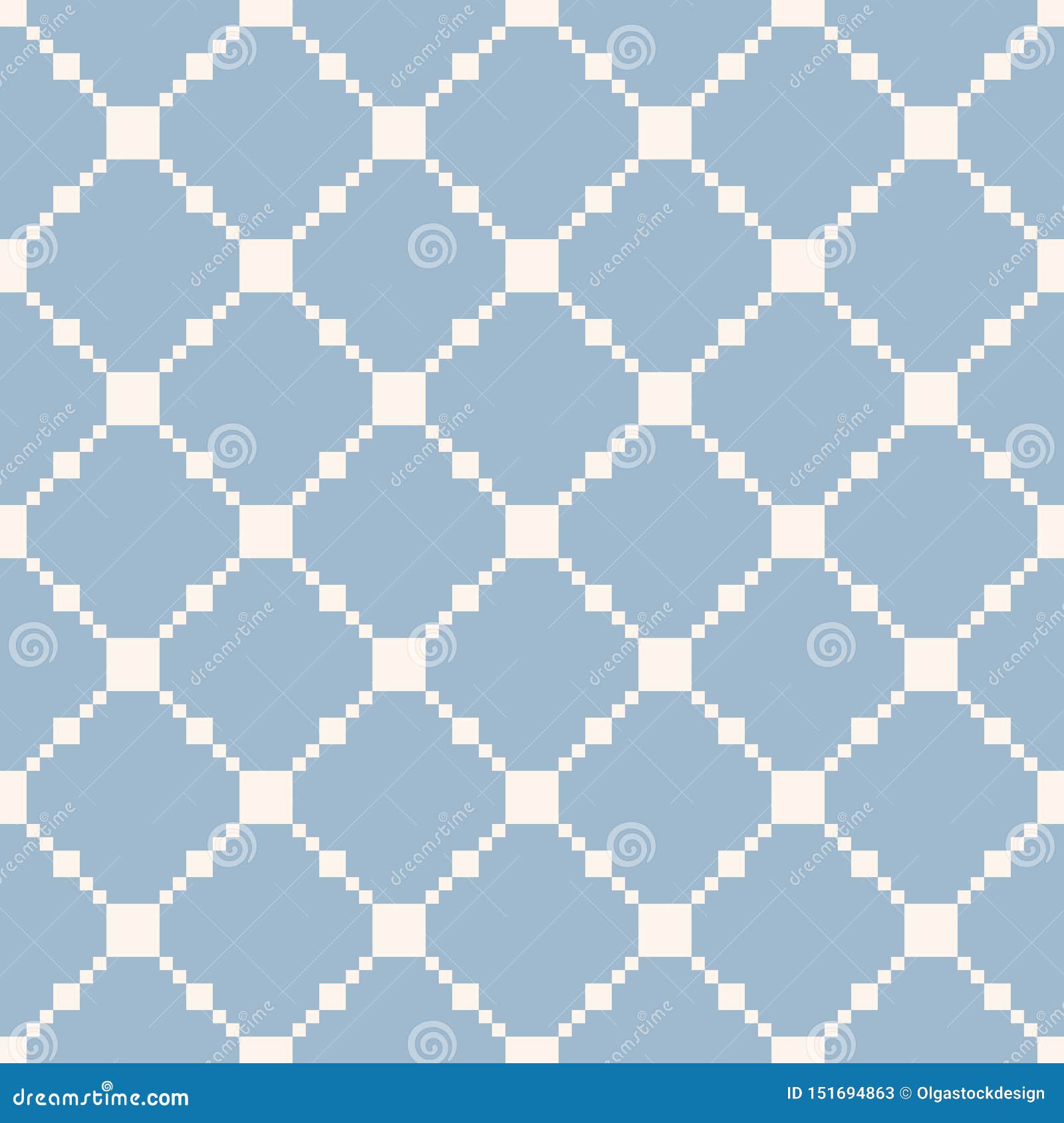 Square Grid Seamless Pattern. Vector Light Blue and White Geometric ...