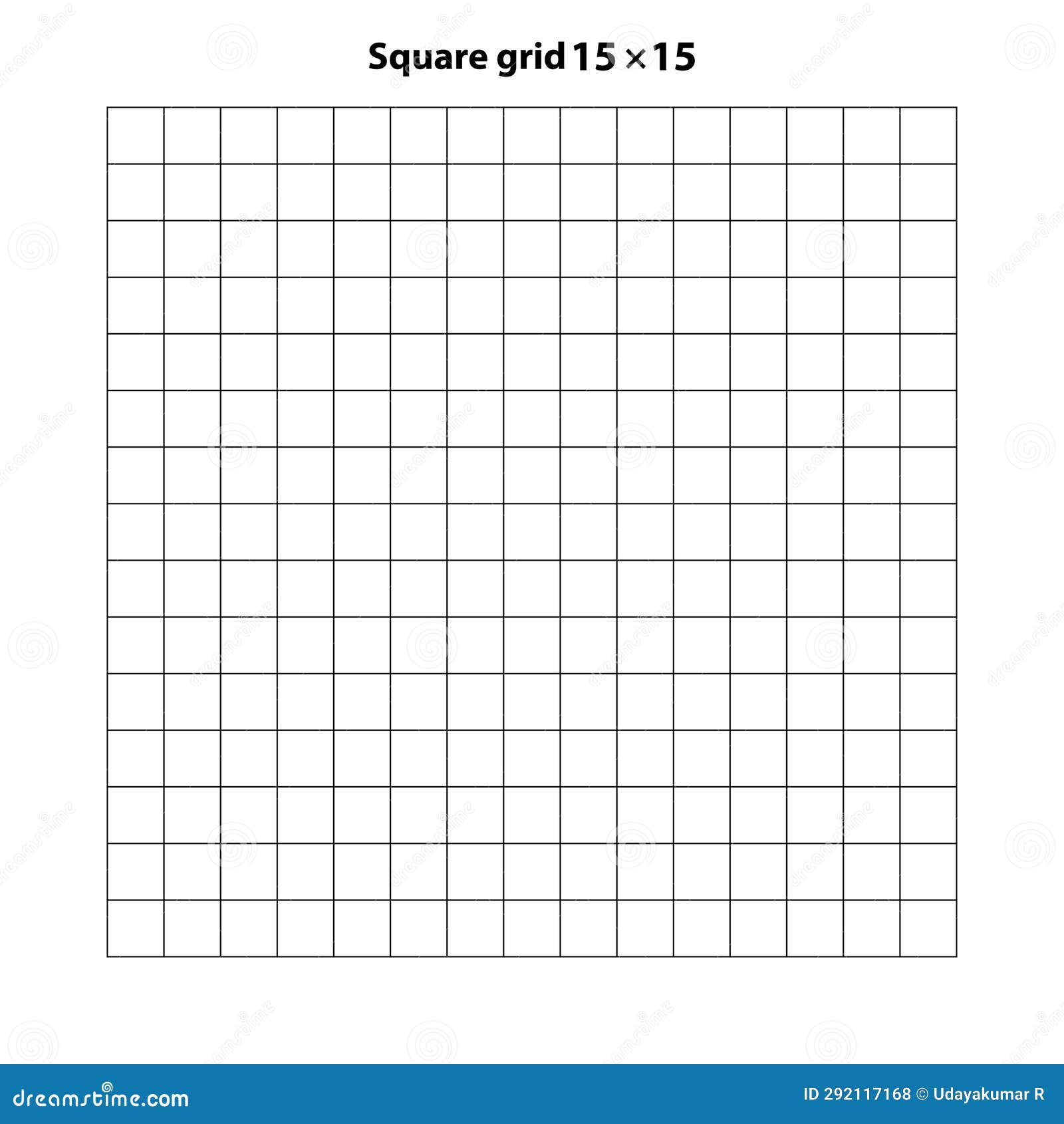 Square Grid with 15 by 15 Squares, Grid Blue and Black Color Vector ...