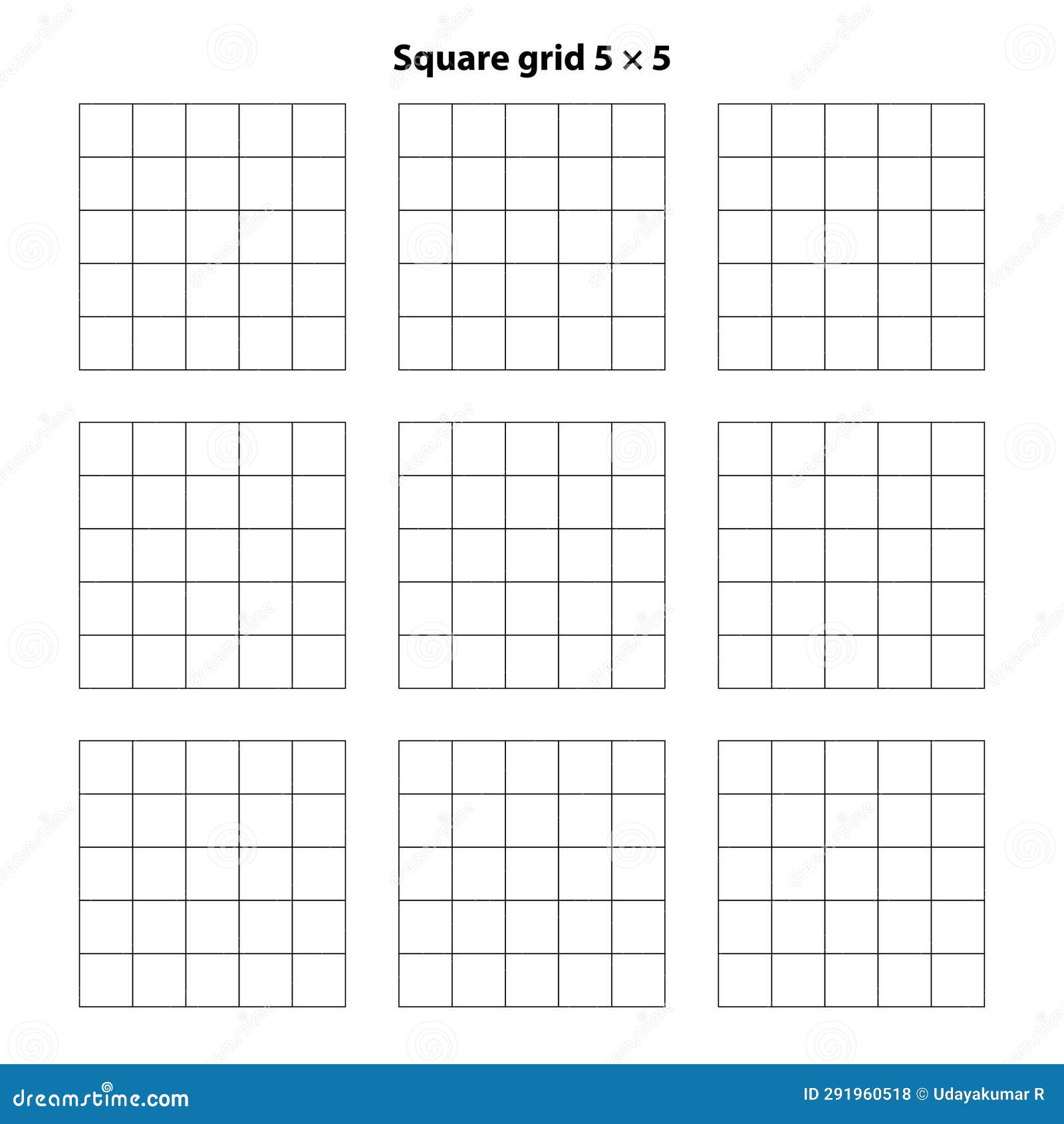 Square Grid with 5 by 5 9 Squares, Grid. Texture Background, Vector ...