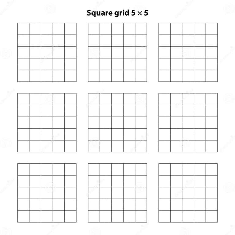 Square Grid with 5 by 5 9 Squares, Grid. Texture Background, Vector ...