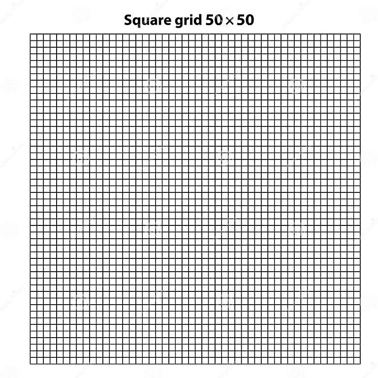 Square Grid with 50 by 50 Squares, Grid Texture Background, Vector ...