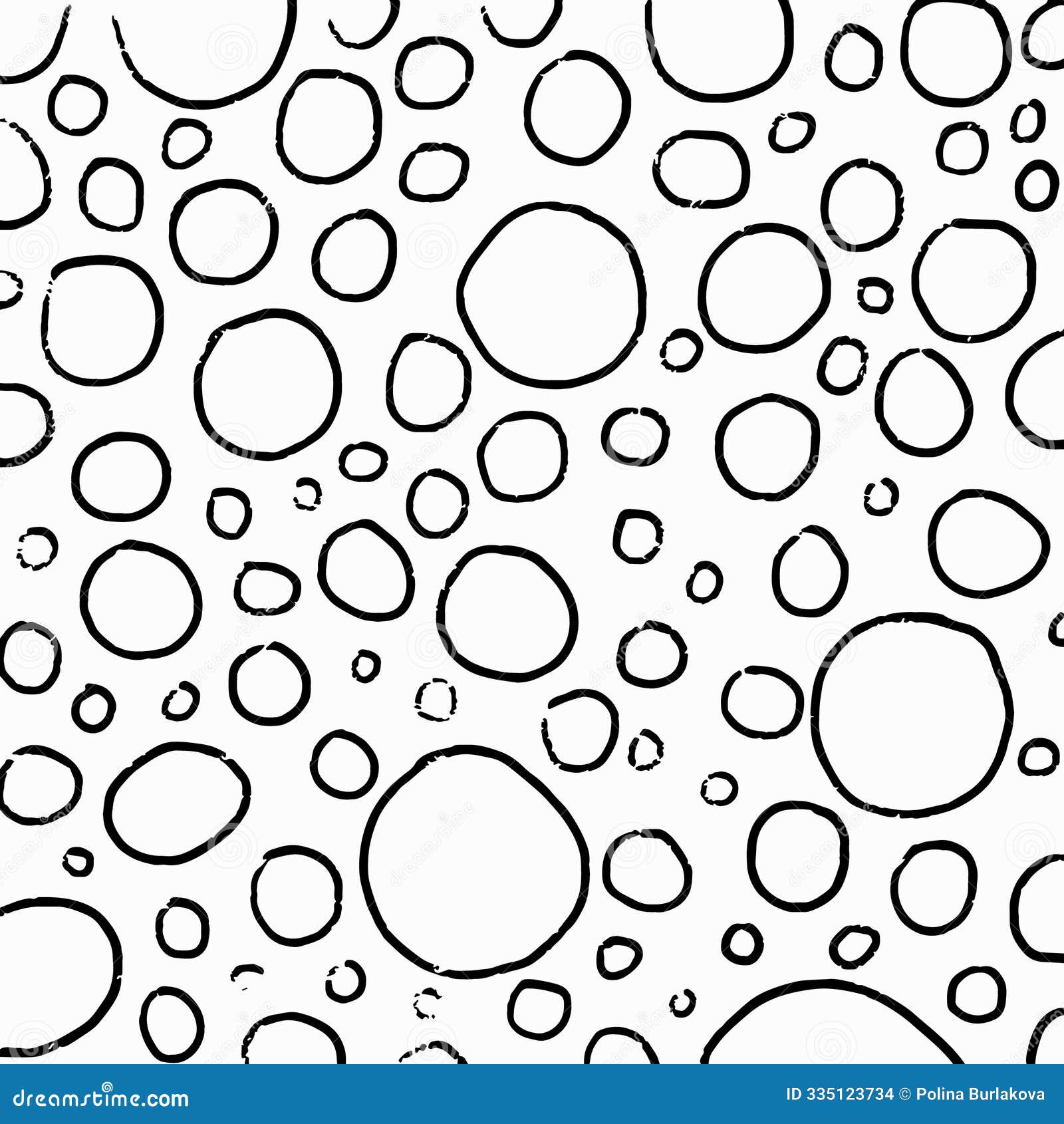 Square Hand Drawn Pattern, Pencil Texture Circles of Different Sizes on ...