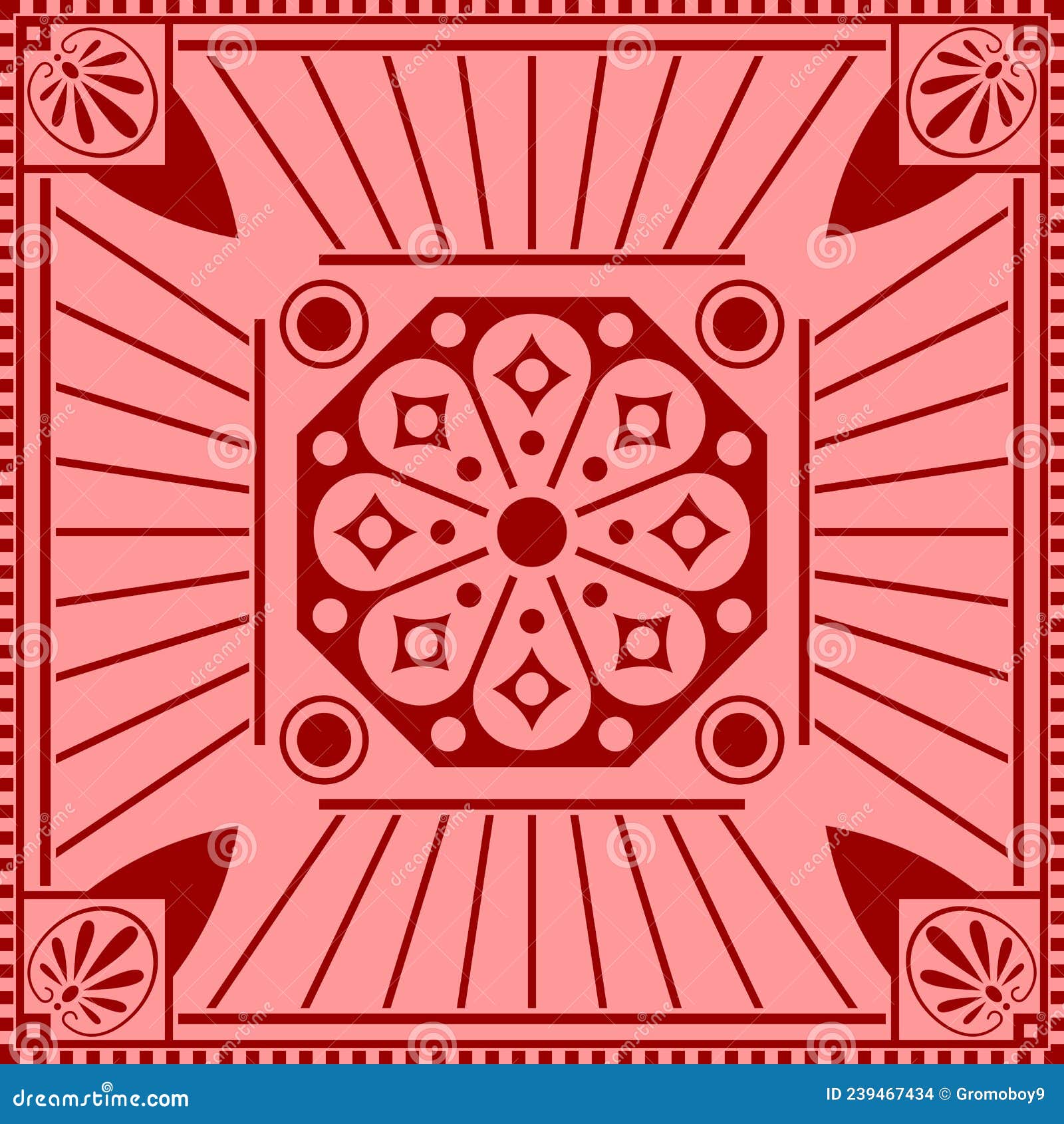 Square Handkerchief Print with Geometric Pattern. Vector Design in ...