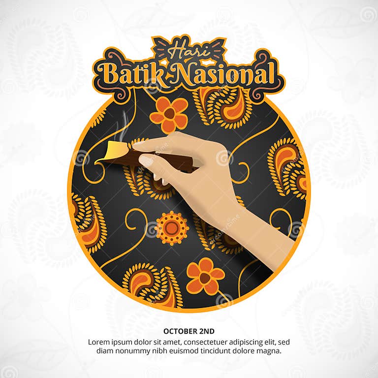 Square Hari Batik Nasional or National Batik Day Background with Batik ...