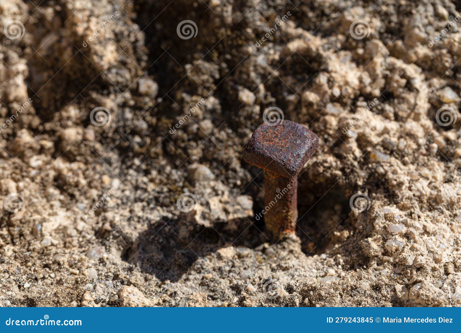 Square Head Masonry Nail Driven into a Stone Stock Image - Image of ...