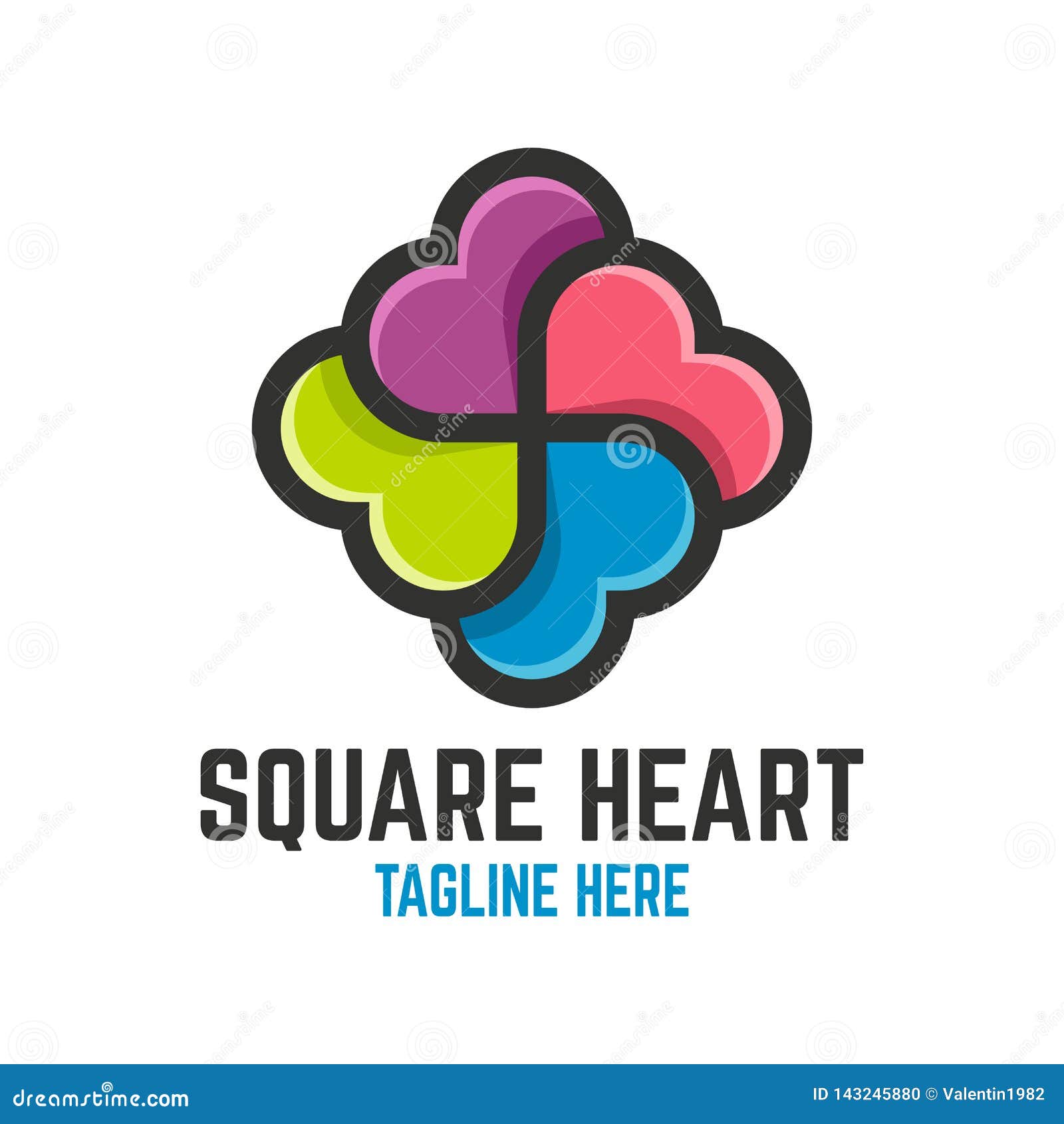 Square Heart Logo. Vector Illustration. Stock Vector - Illustration of ...