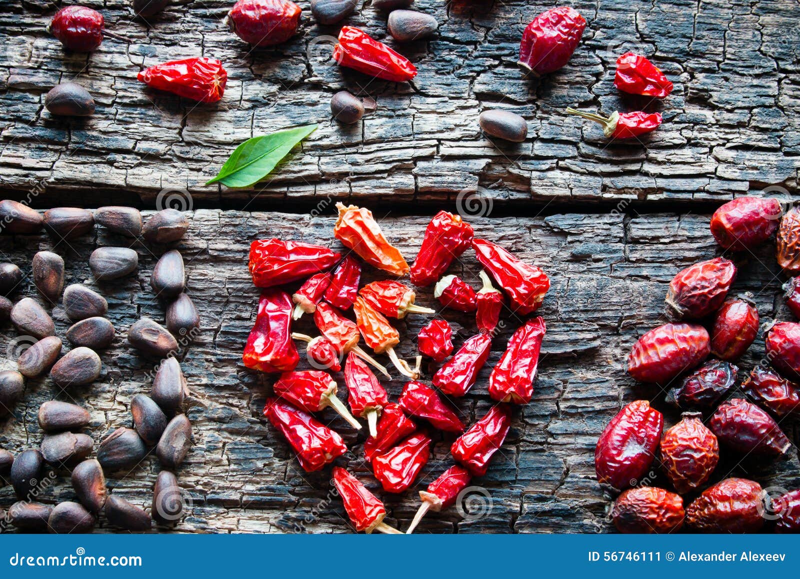 Square, Heart, Triangle of Dried Spices on a Wooden Table Macro Stock ...