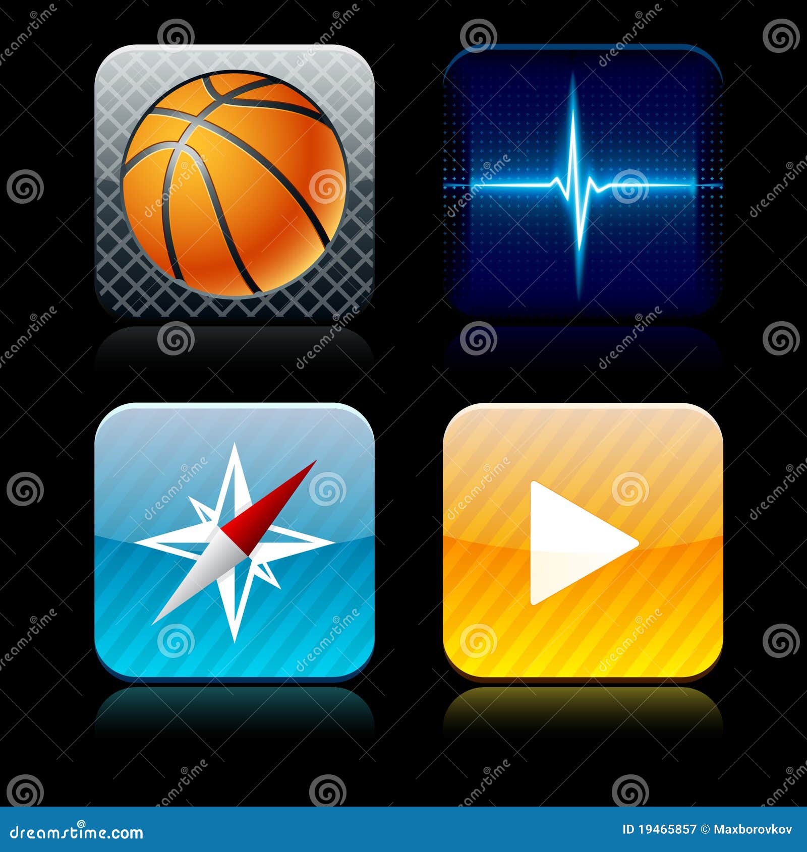 Square High-detailed App Icons. Stock Vector - Illustration of black ...