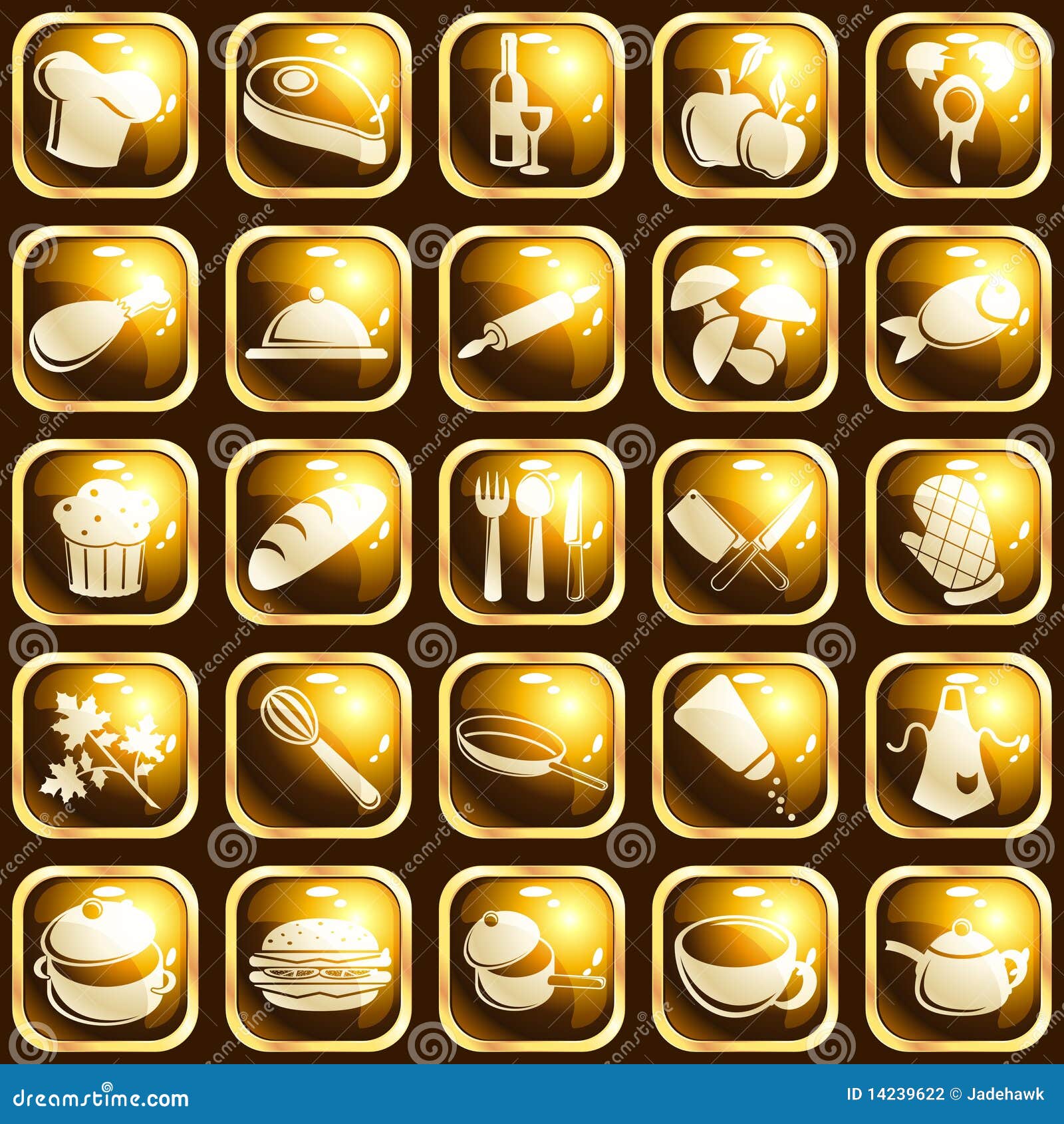 Square High-gloss Food Icons Stock Vector - Illustration of icon ...