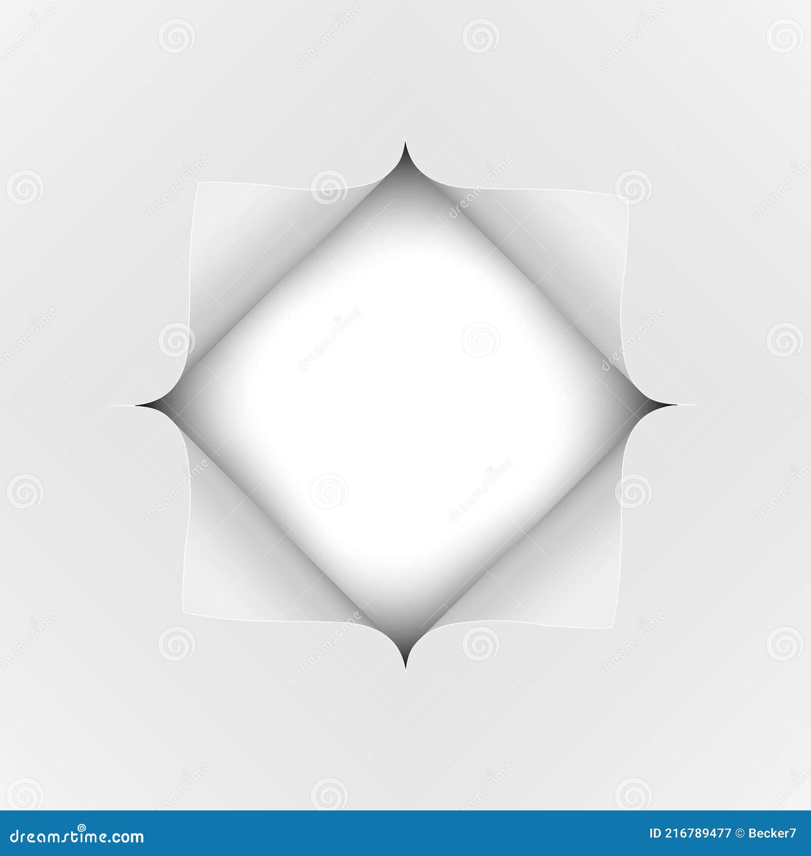 A Square Hole Cut into a White Piece of Paper. White Background Under ...