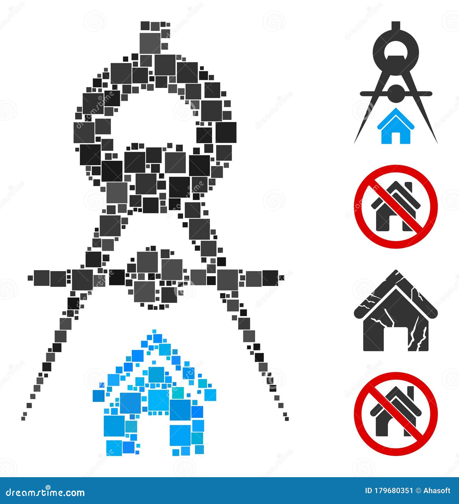 Square House Architecture Icon Vector Collage Stock Vector ...