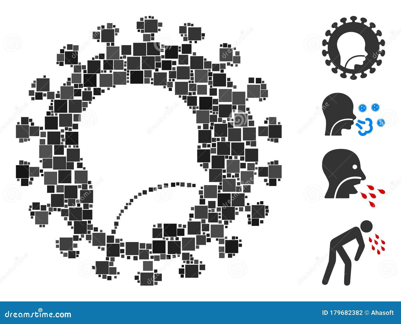 Square Human Flu Virus Icon Vector Collage Stock Vector - Illustration ...