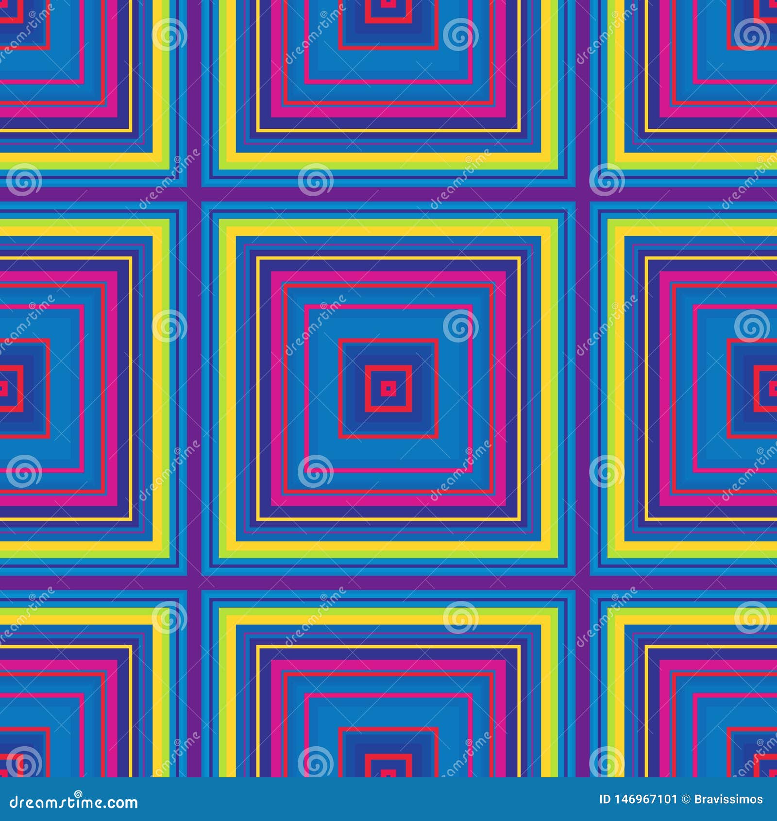 Square Hypnotic Pattern, Illusion Geometric. Abstract Seamless Stock ...