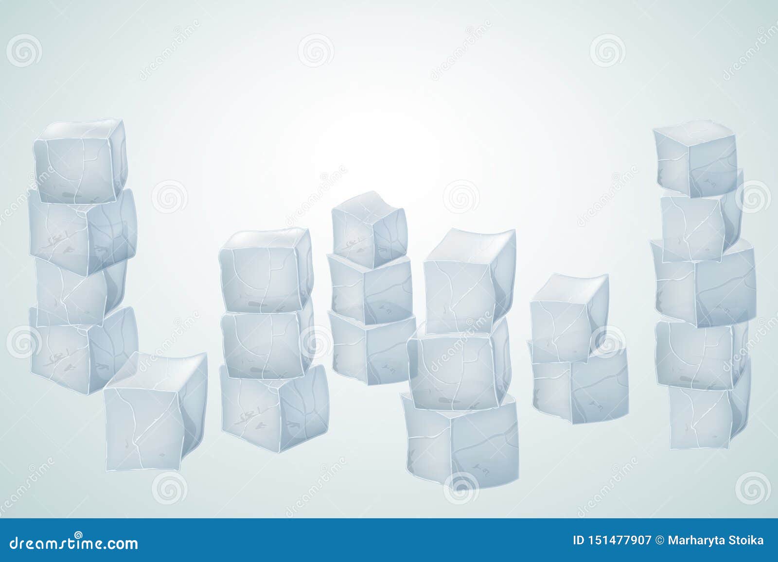 Square ice cubes. stock vector. Illustration of realistic - 151477907