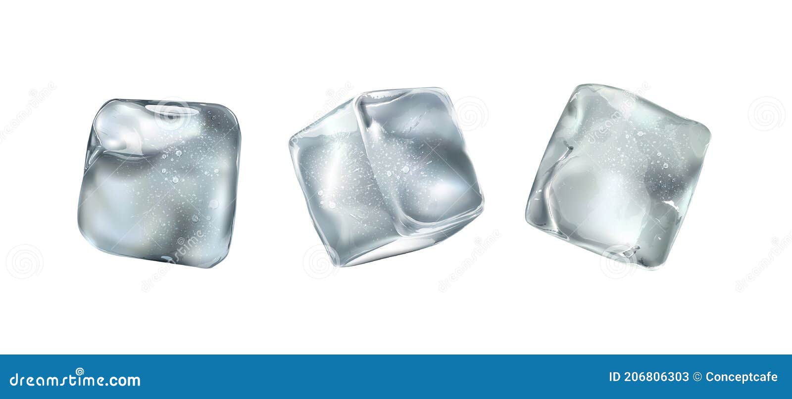 Square Ice Cubes To Chill Various Drinks. Stock Illustration ...