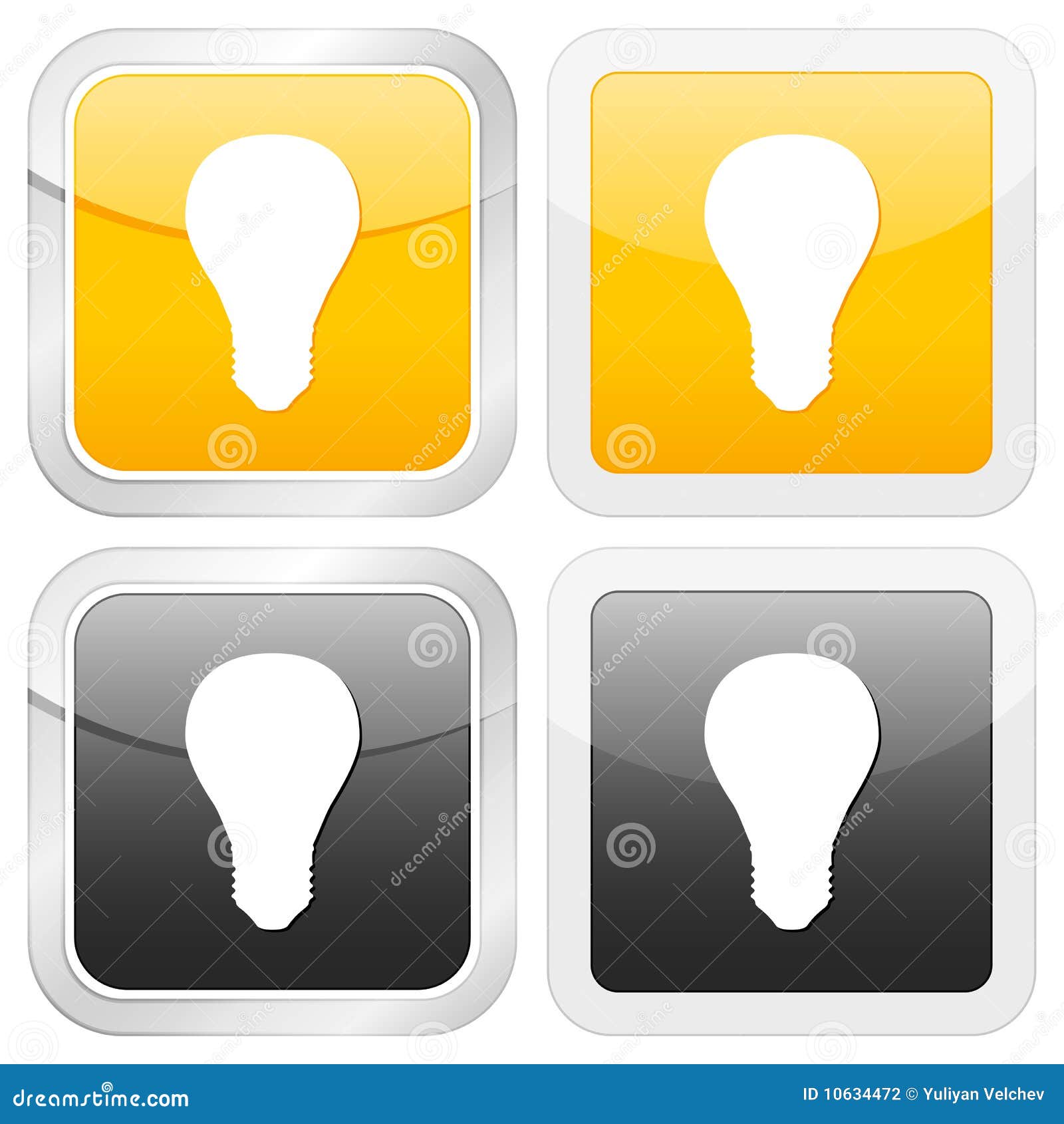 Square icon bulb stock vector. Illustration of computer - 10634472
