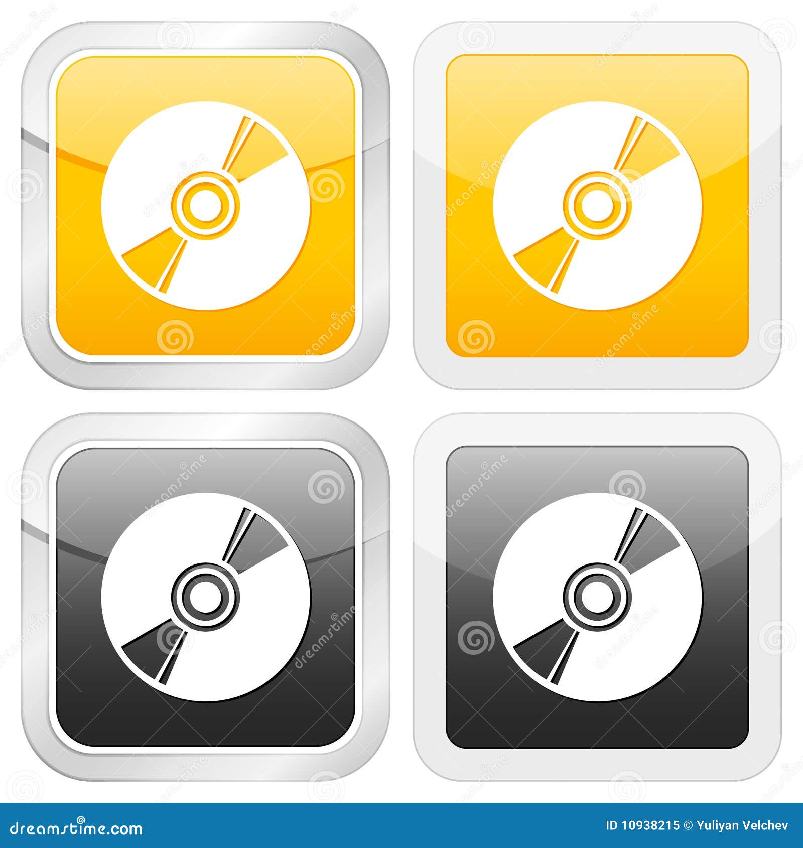 Square icon CD stock vector. Illustration of yellow, computer - 10938215