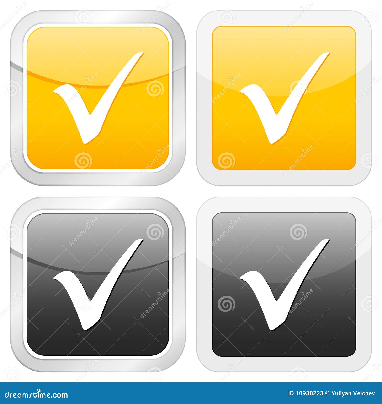 Square icon check symbol stock vector. Illustration of reflection ...