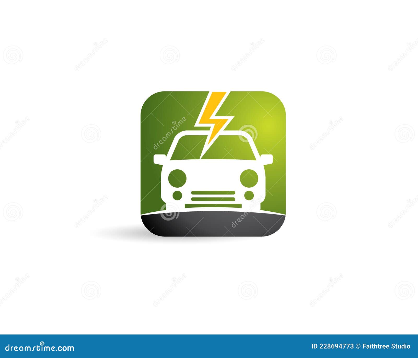 Square Icon Emblem for Electric Car with Lightning Symbol Stock Vector ...