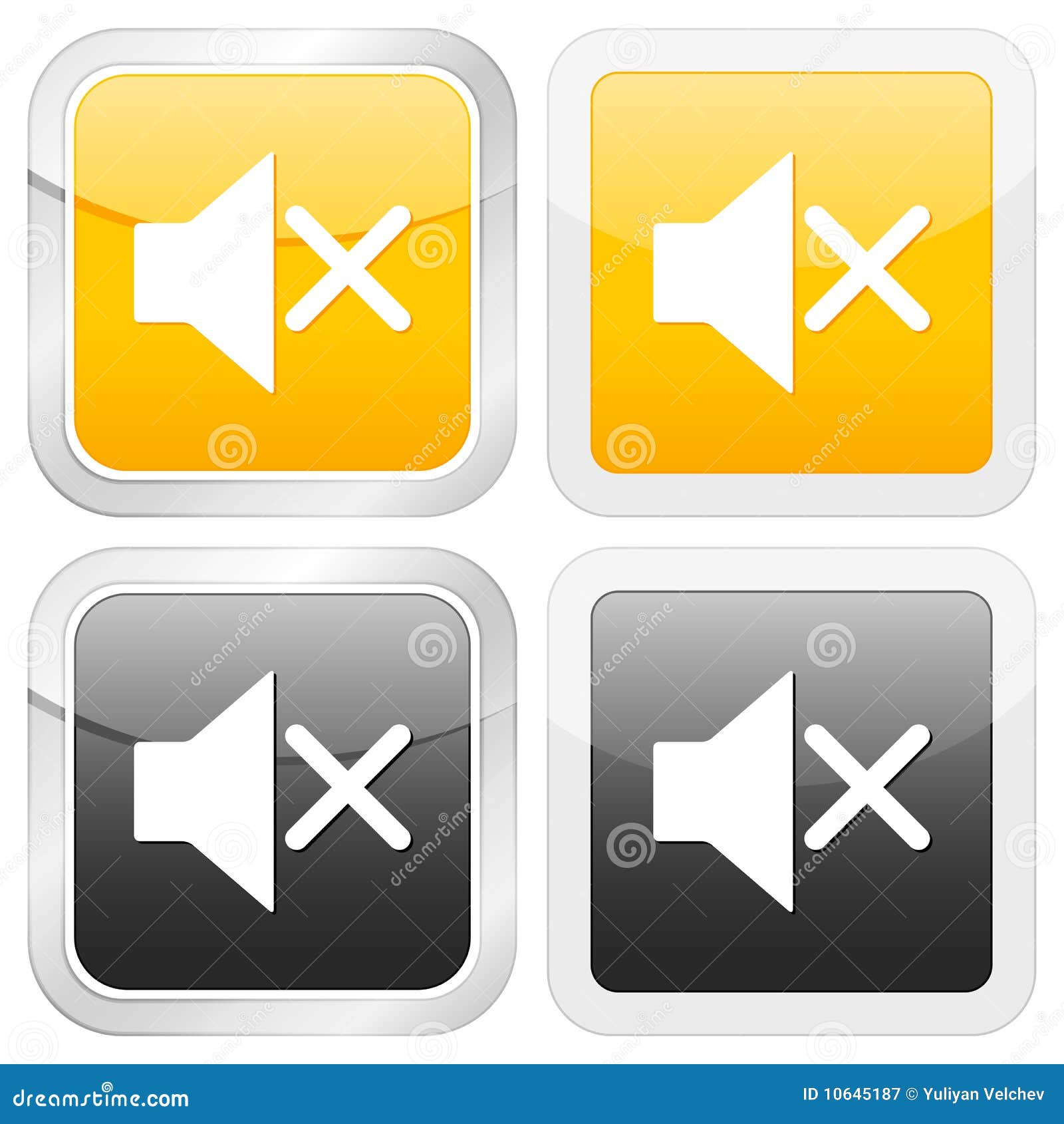 Square icon mute stock vector. Illustration of black - 10645187