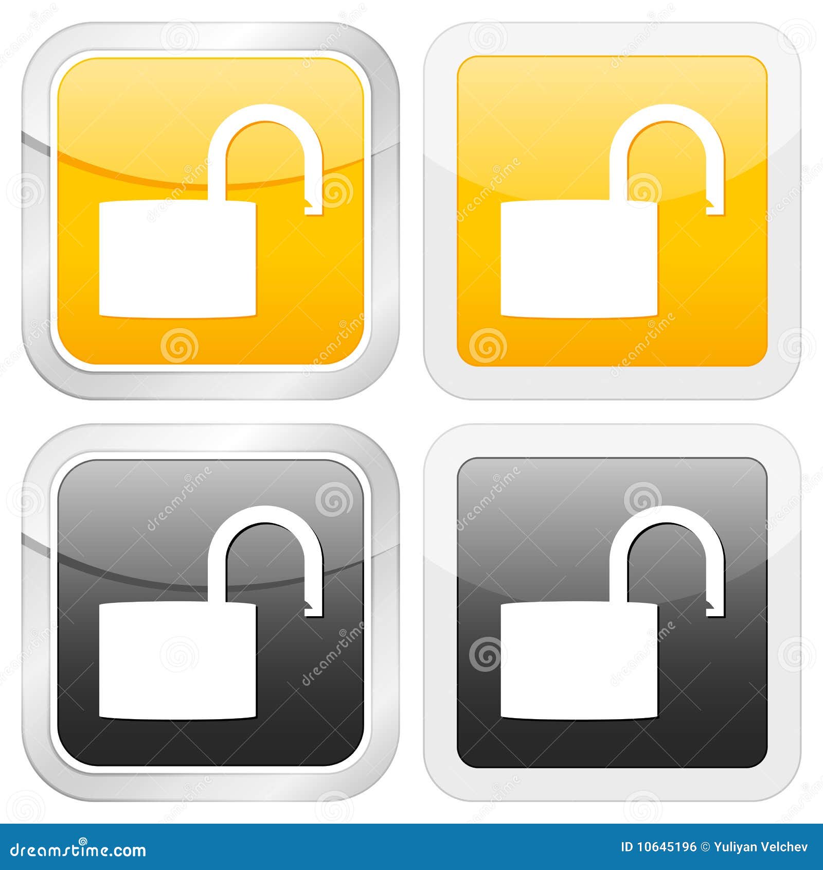Square icon padlock open stock vector. Illustration of safety - 10645196