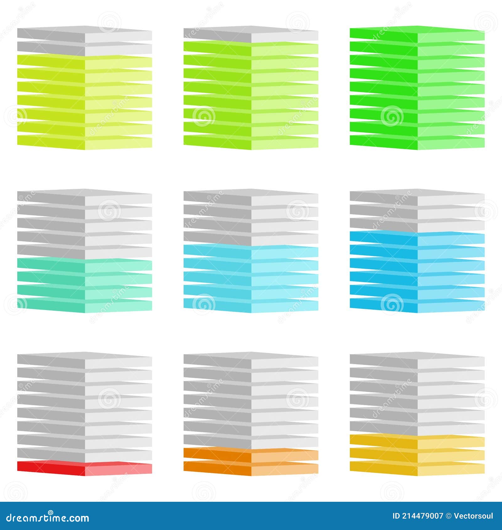 Square Icon Progress, Level Indicators with 9 Steps, Phases. Minimum ...