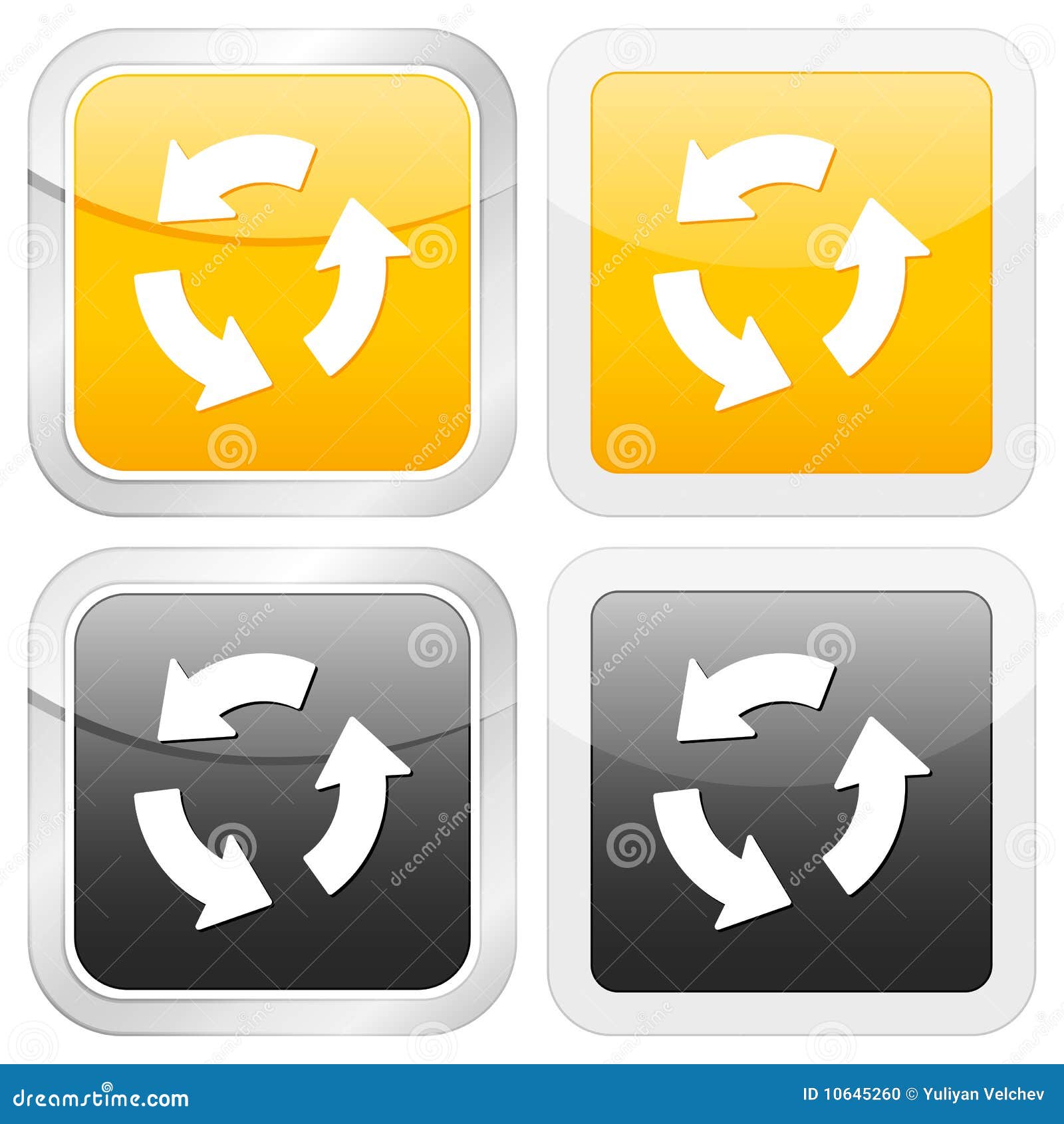 Square icon recycle stock vector. Illustration of yellow - 10645260