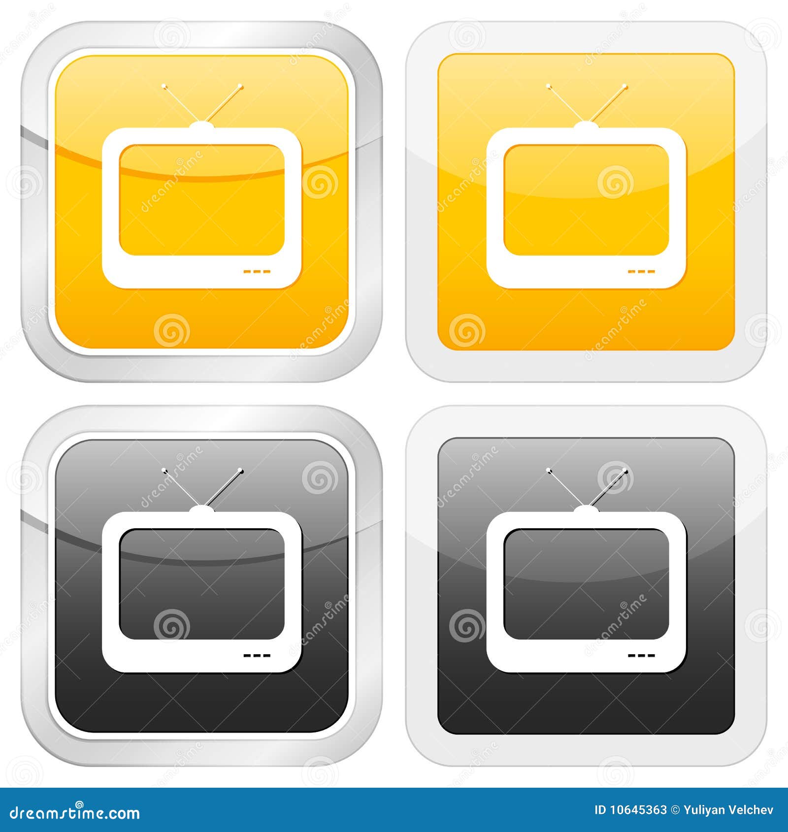 Square icon tv stock vector. Illustration of shape, shadow - 10645363