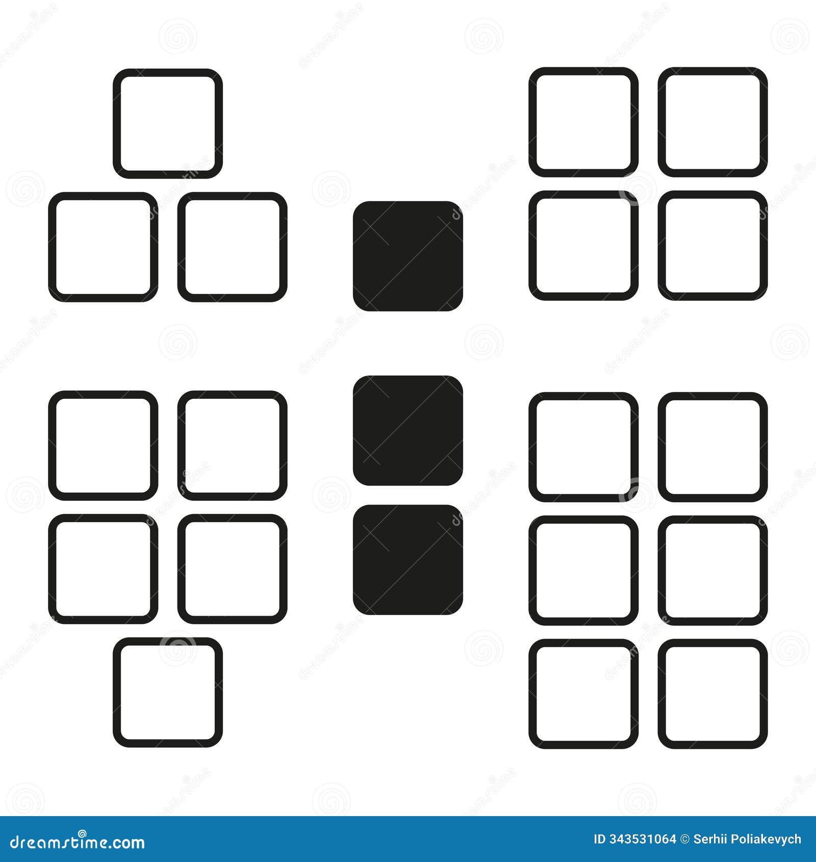Square Icons Grid. Minimalist Square Symbol. Simple Black Outline ...