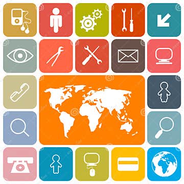 Square Icons Set stock vector. Illustration of retro - 43329752