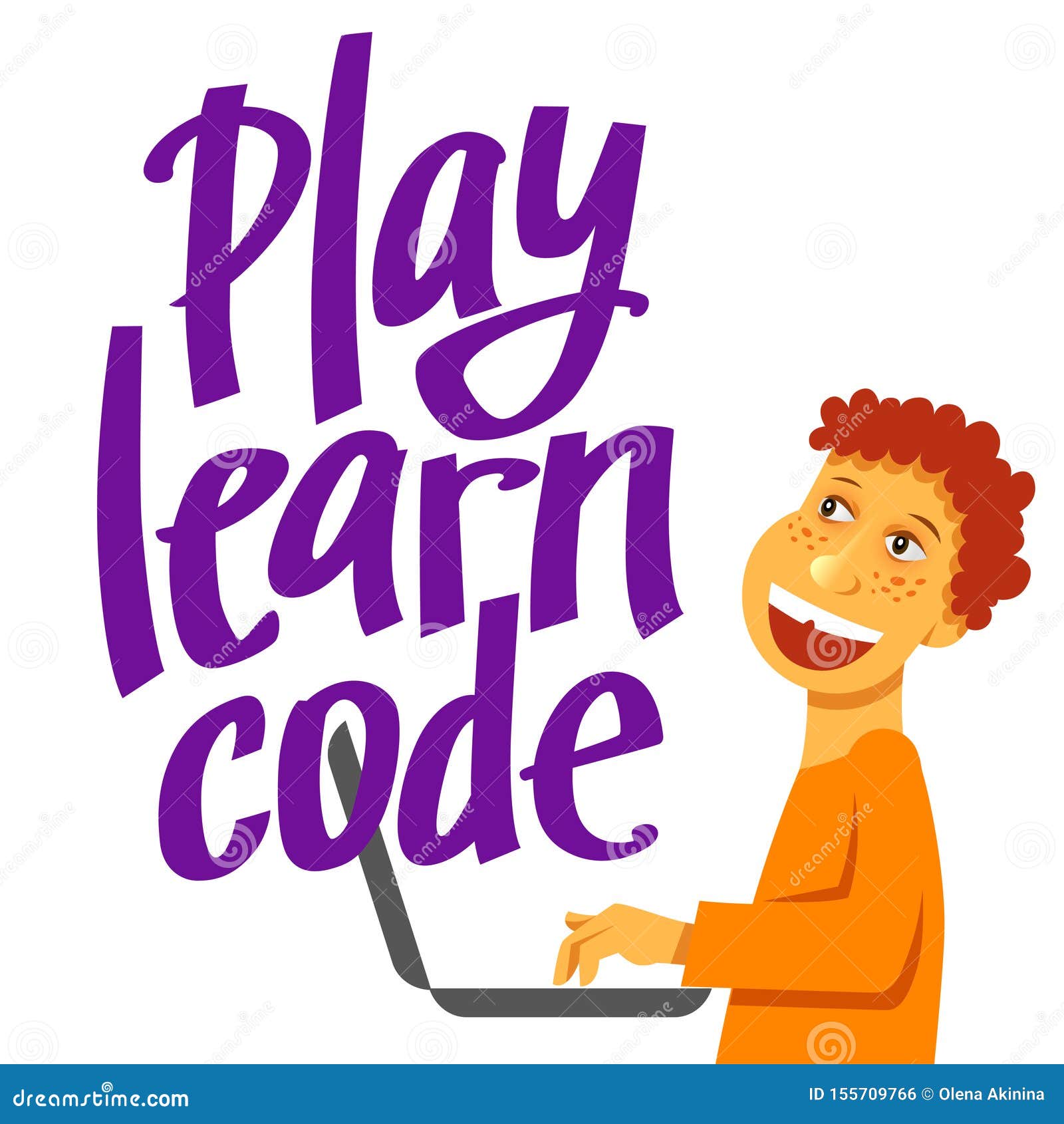 A Square Vector Image of the Boy Who Studies Coding. a Image for a ...