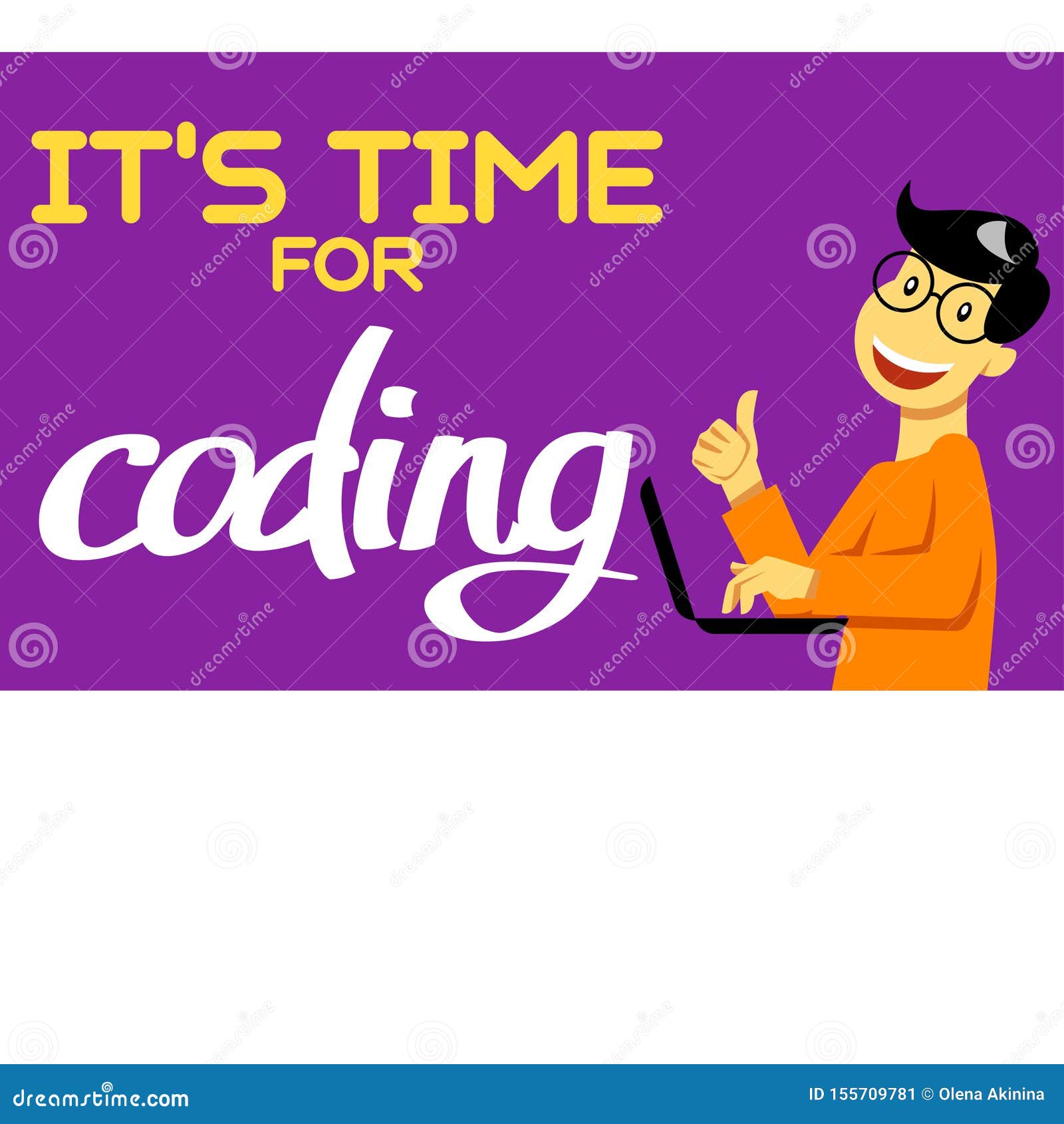 A Square Image of the Boy Who Studies Coding. a Vector Image for a ...