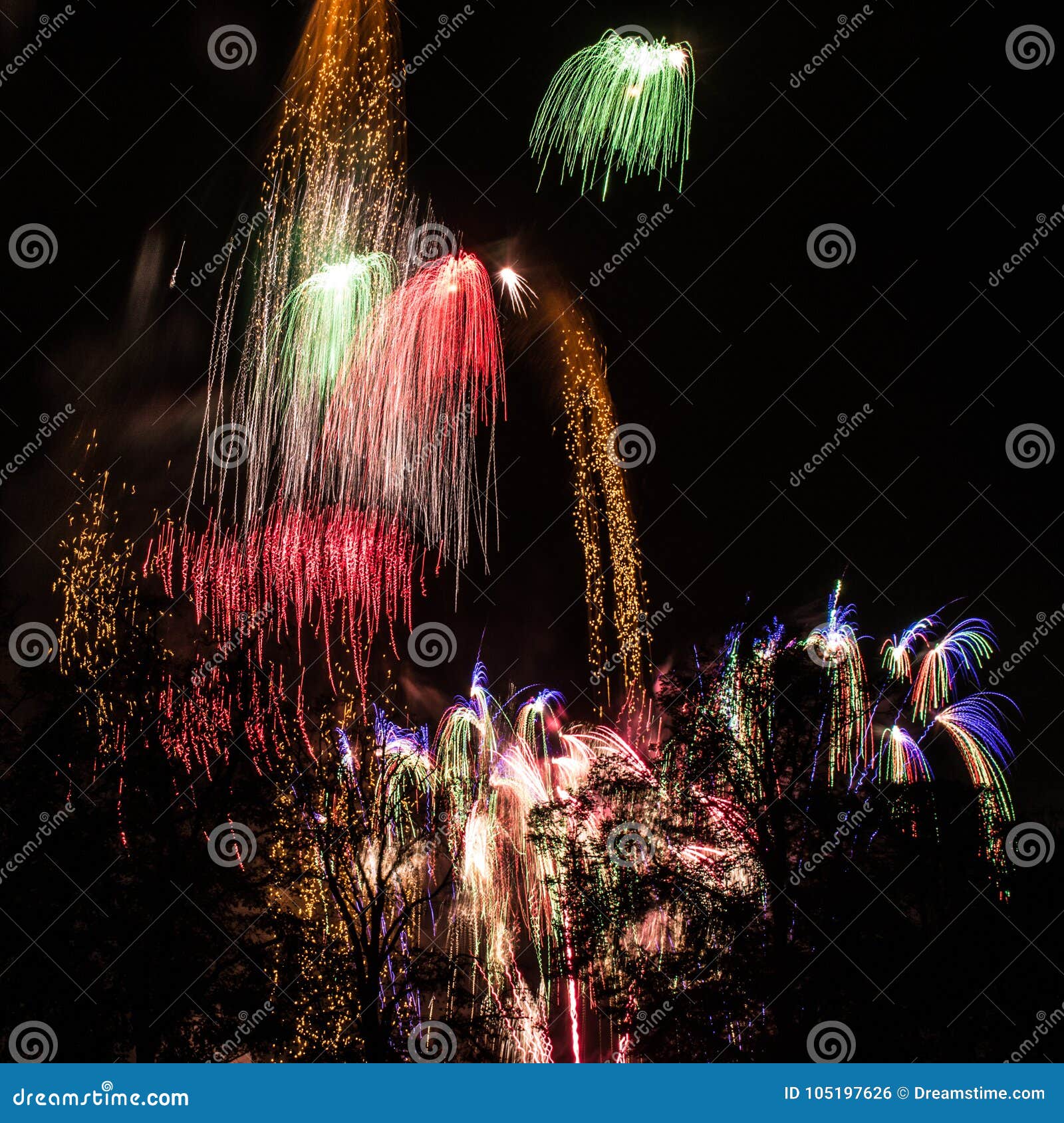 Square Image of a Busy Sky during Firework Display Stock Photo - Image ...