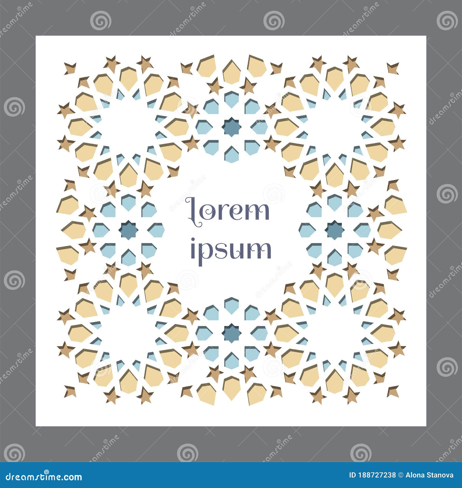 Square Islamic Cut Out Design, Geometric Card . Paper Cut Out Vector ...