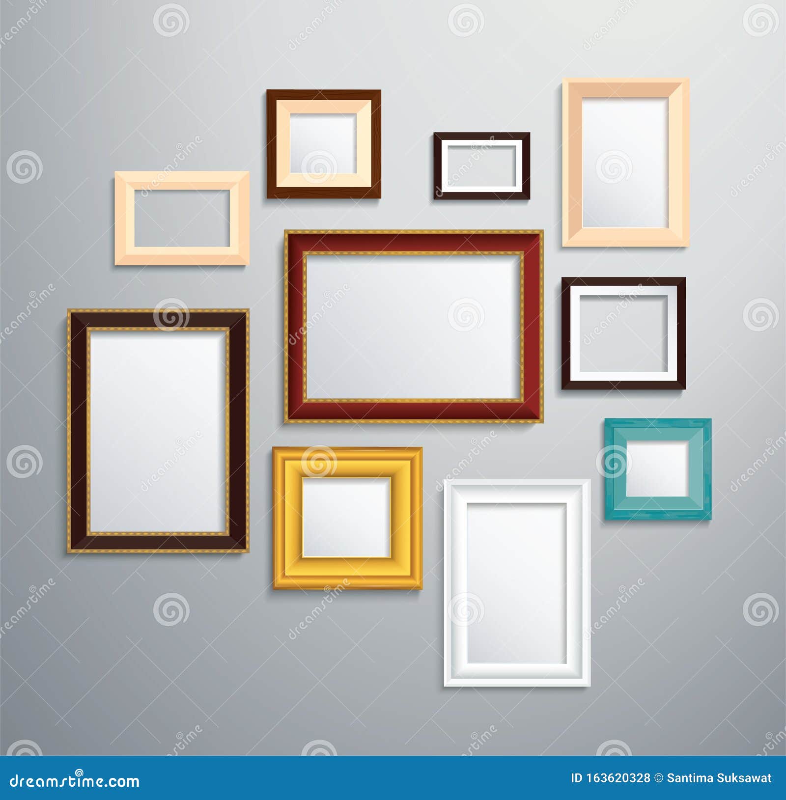 Square Isolated Picture Frame on Wall Vector Illustration EPS10 Stock ...