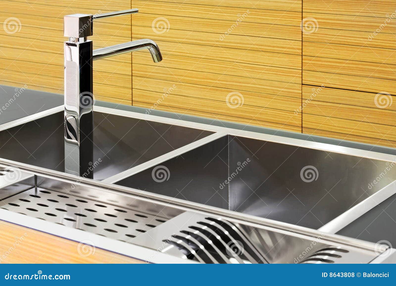 Square kitchen sink stock photo. Image of water, stainless - 8643808