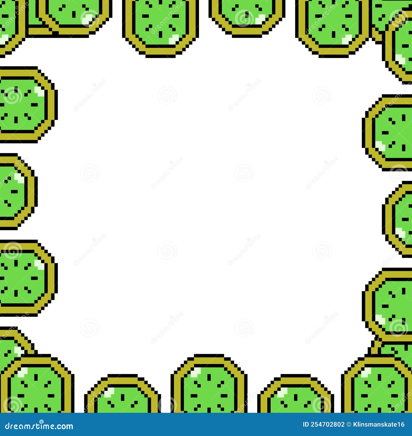 Square Kiwi Pixel Art Frame Design Stock Vector - Illustration of ...