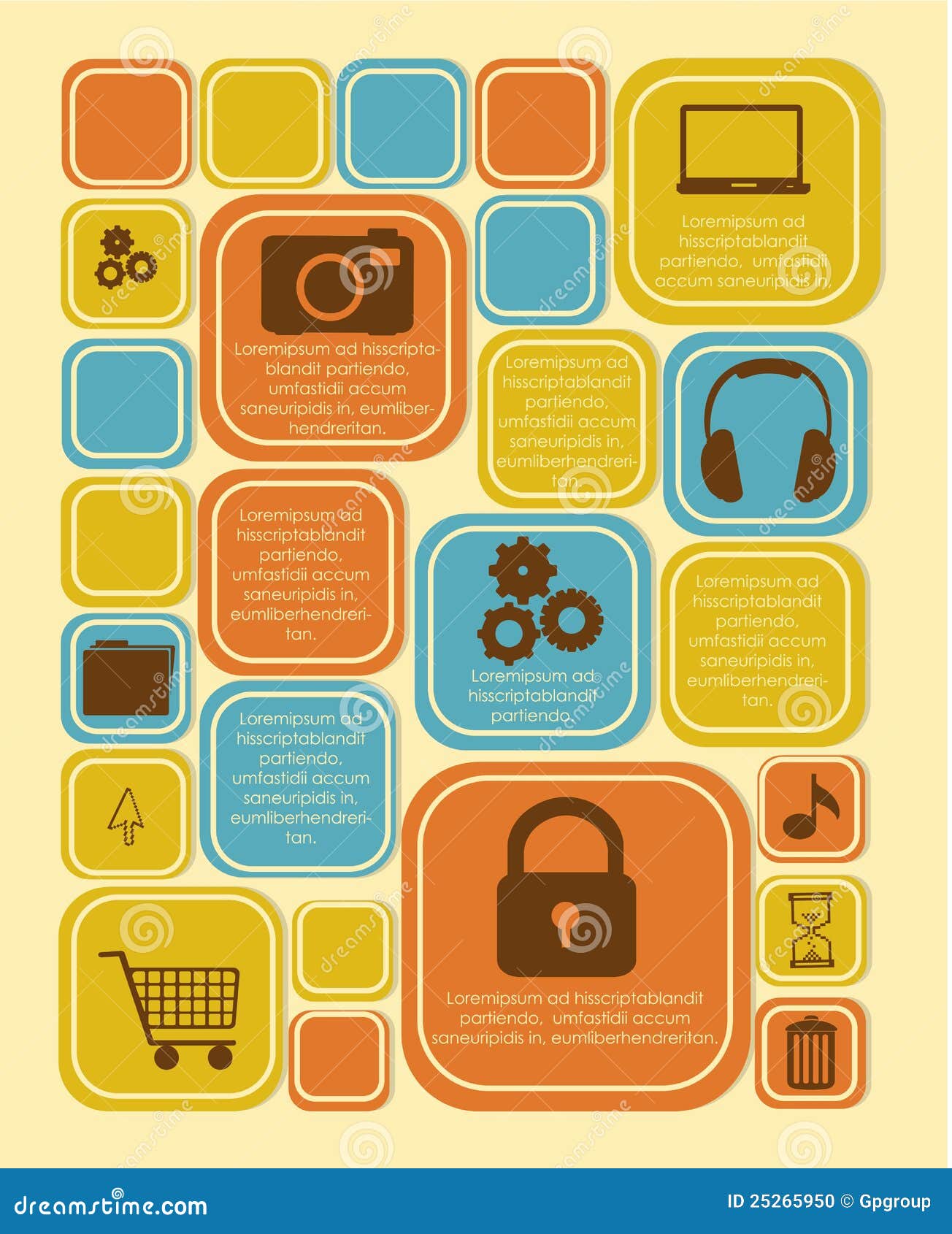 Square label with icons stock vector. Illustration of button - 25265950